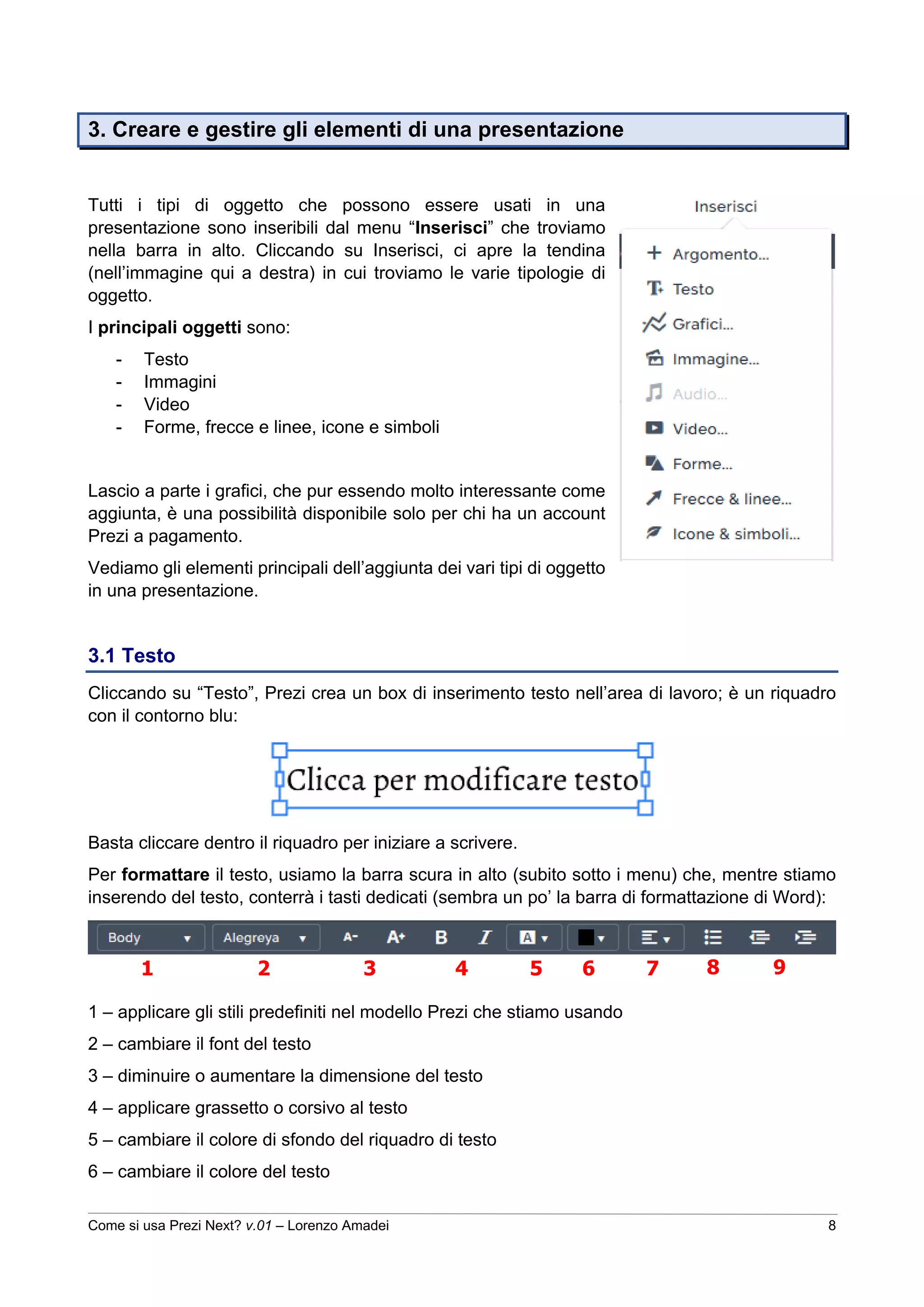 Guida in italiano a Prezi Next | PDF