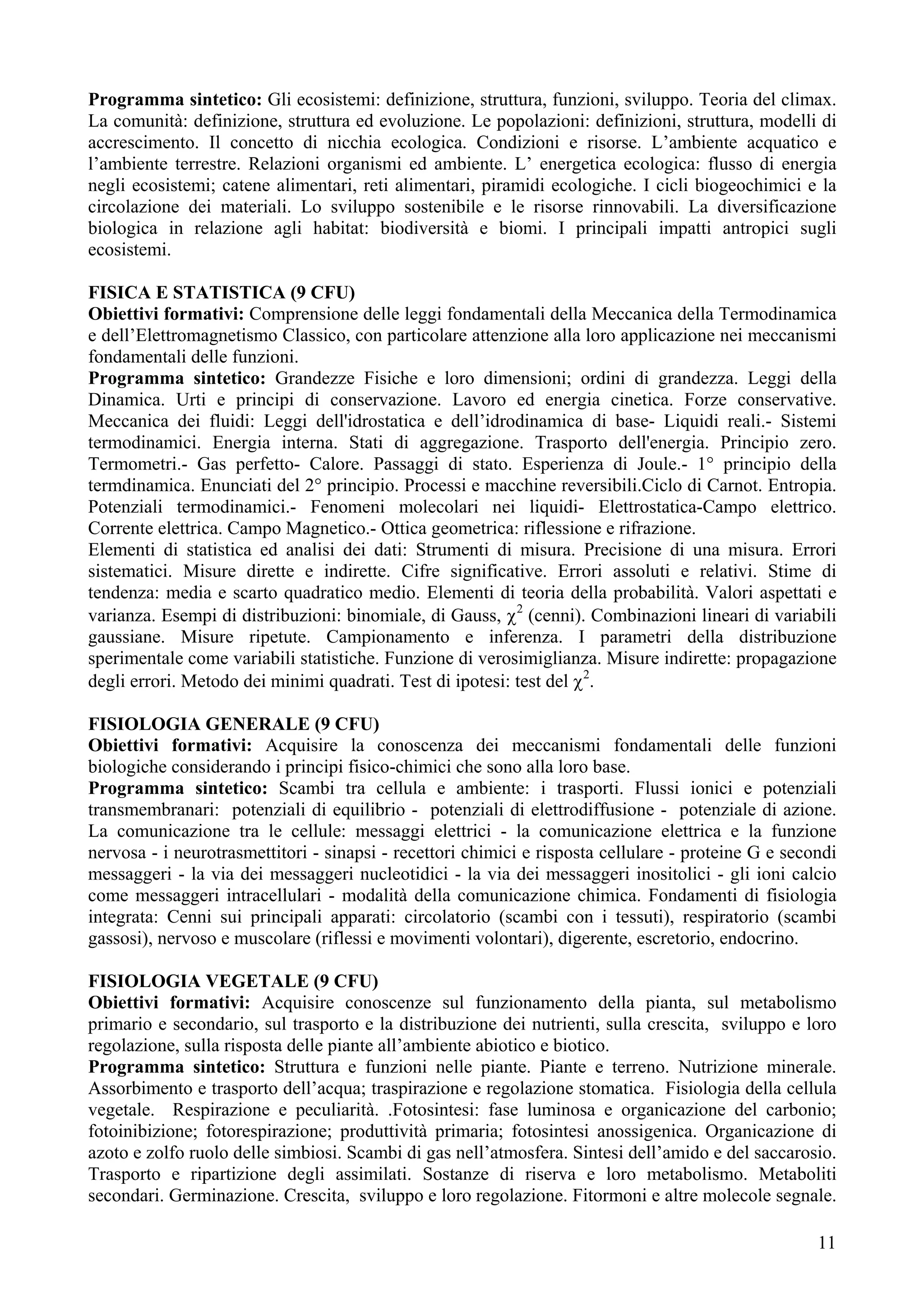 Guida studente laurea_triennale_scienze_biologiche_2011-2012 | PDF