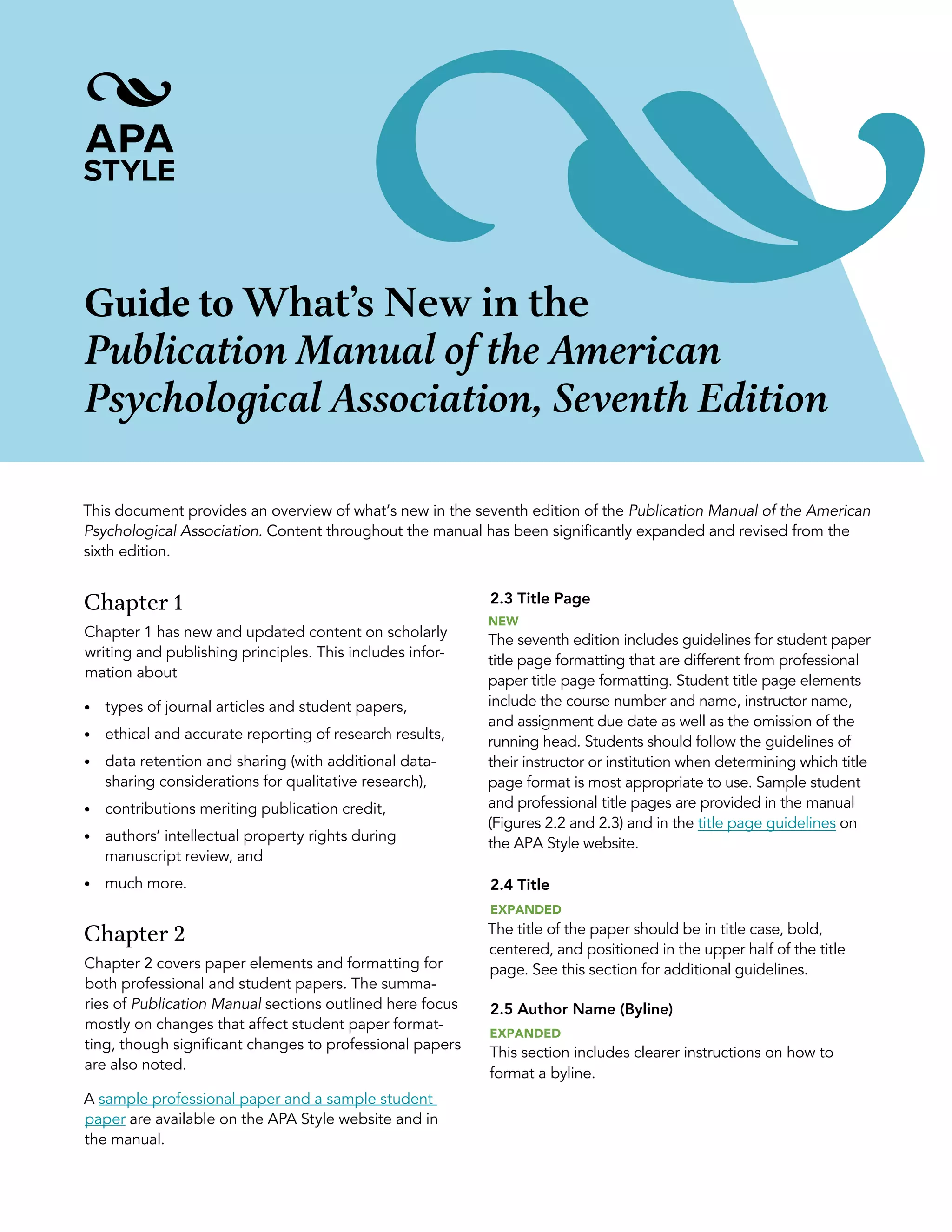 Guide to what’s new in the publication manual of the American ...