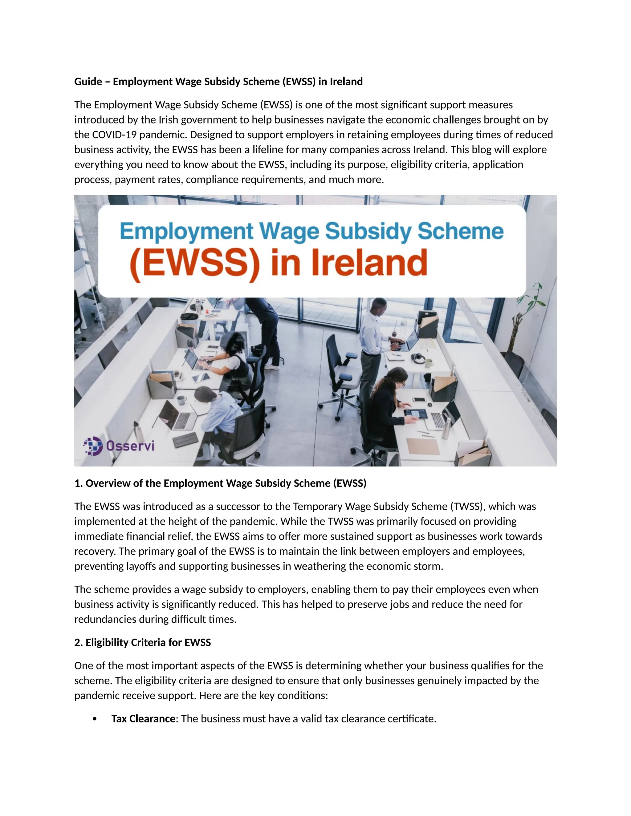 Guide – Employment Wage Subsidy Scheme (EWSS) in Ireland | PDF