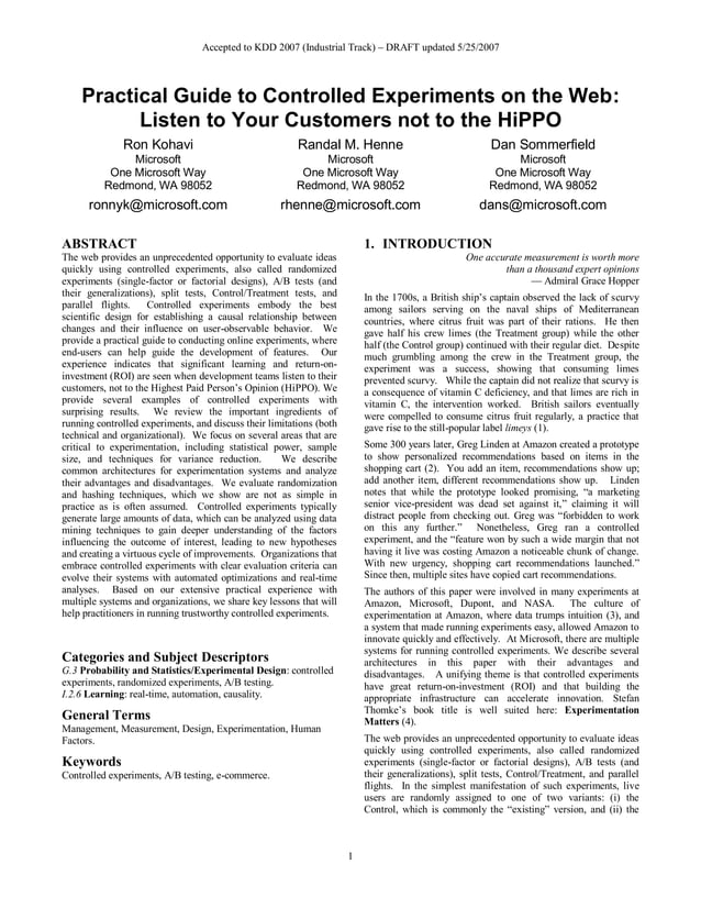 Guide Controlled Experiments | PPT