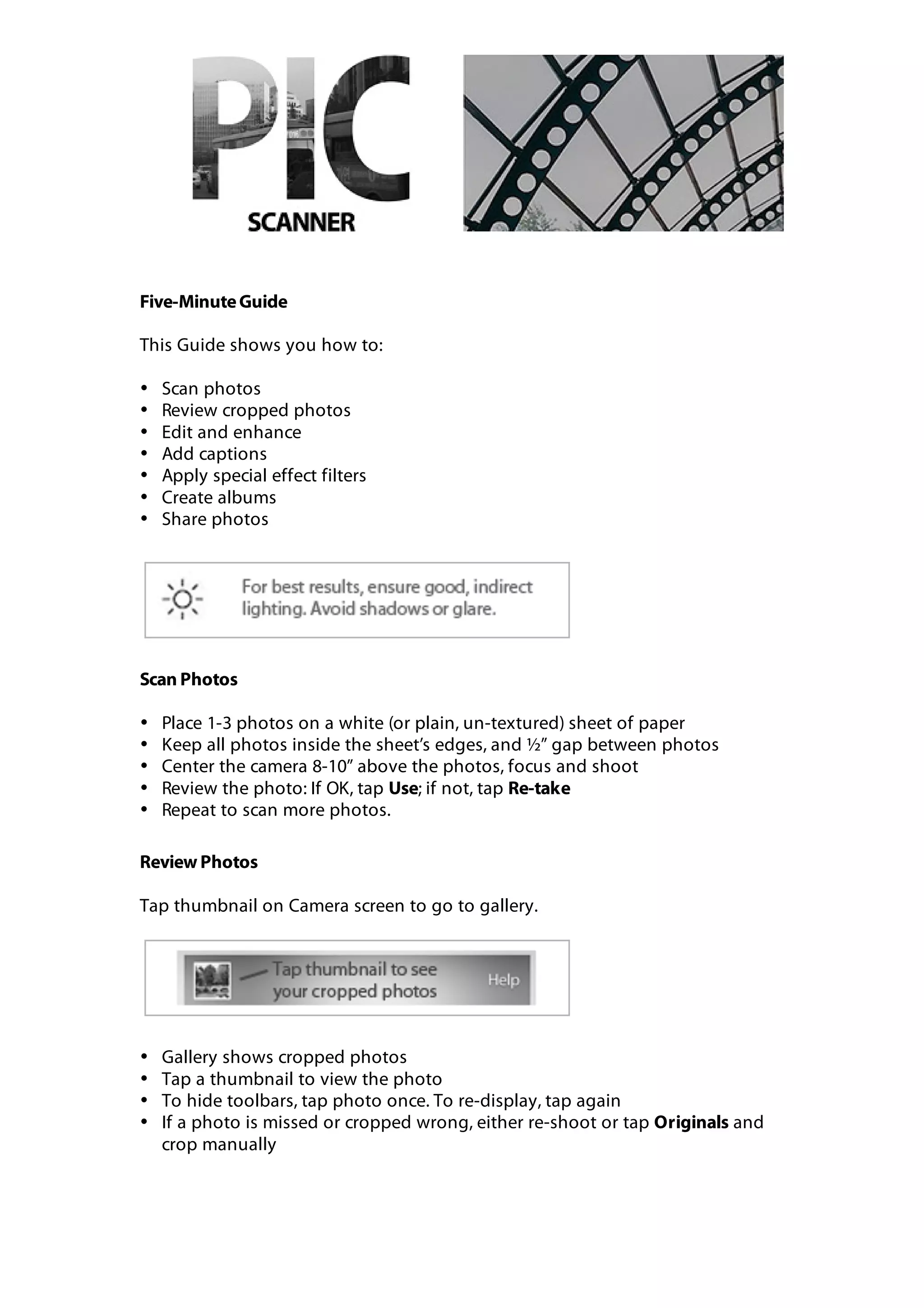 5 Minute Guide (English) Pic Scanner | PDF