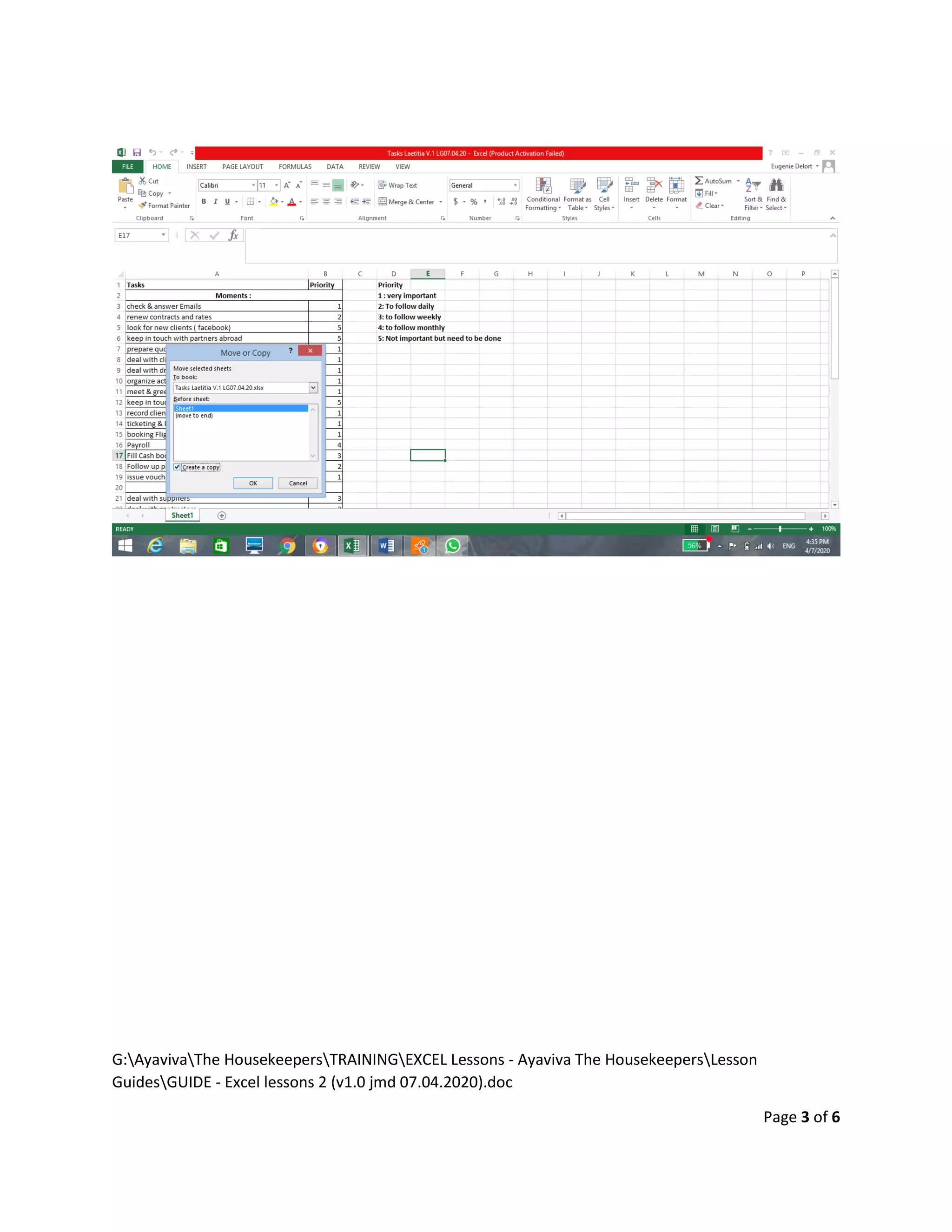 Guide excel lessons 2 (v1.0 jmd 07.04.2020) | PDF