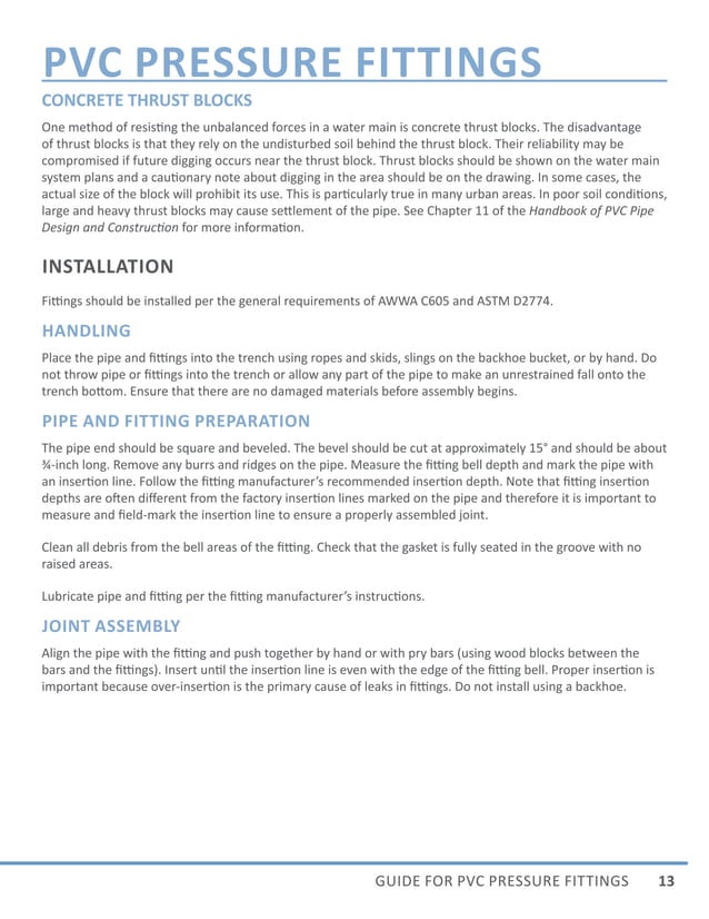 Guide for PVC Pressure Fittings - Uni Bell | PDF