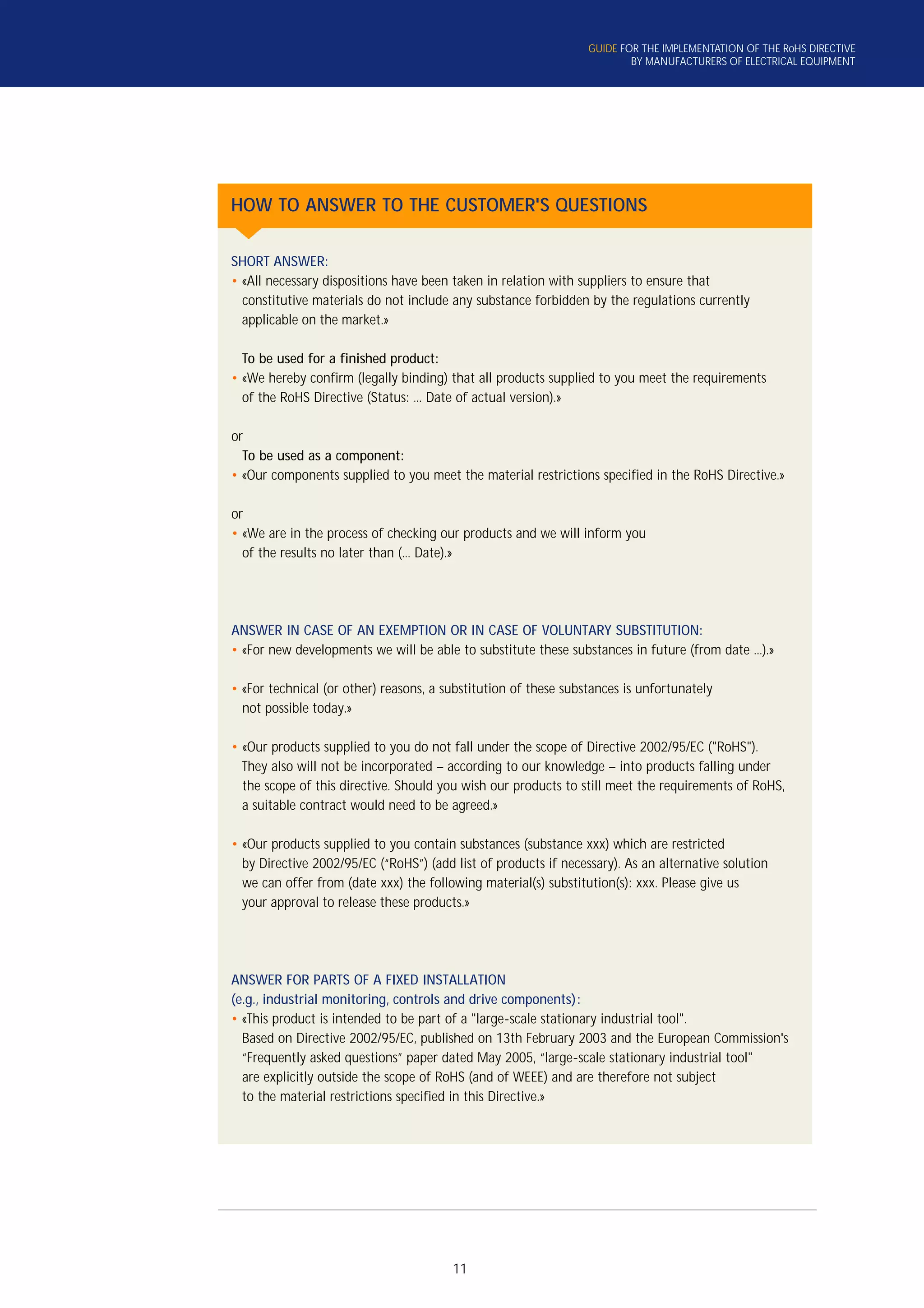 Guide for the implementation of the RoHS Directive by manufacturers of ...