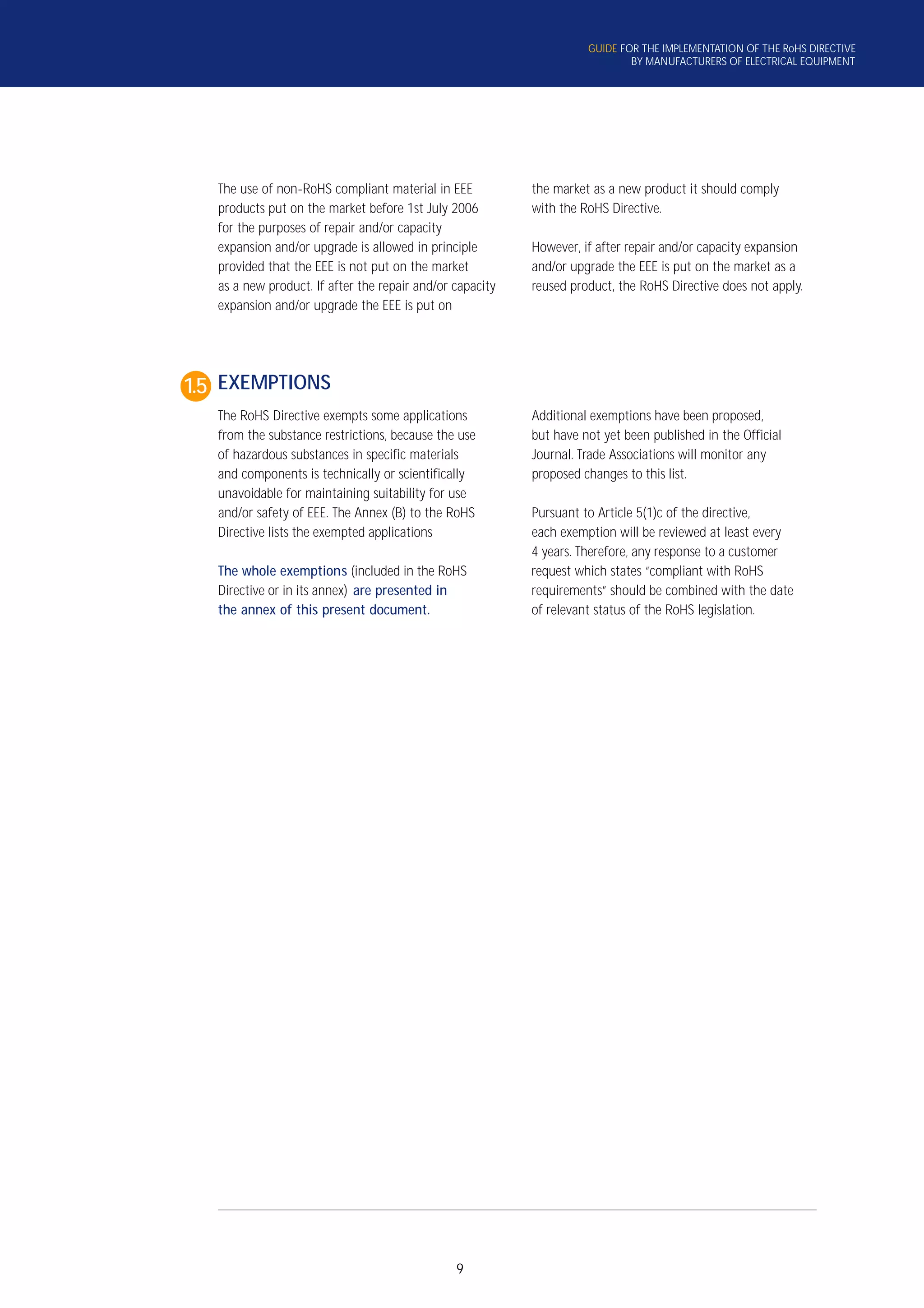 Guide for the implementation of the RoHS Directive by manufacturers of ...
