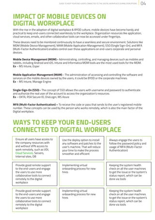 GUIDE TO KEEP YOUR END-USERS CONNECTED TO THE DIGITAL WORKPLACE DURING DISRUPTIONS | PDF
