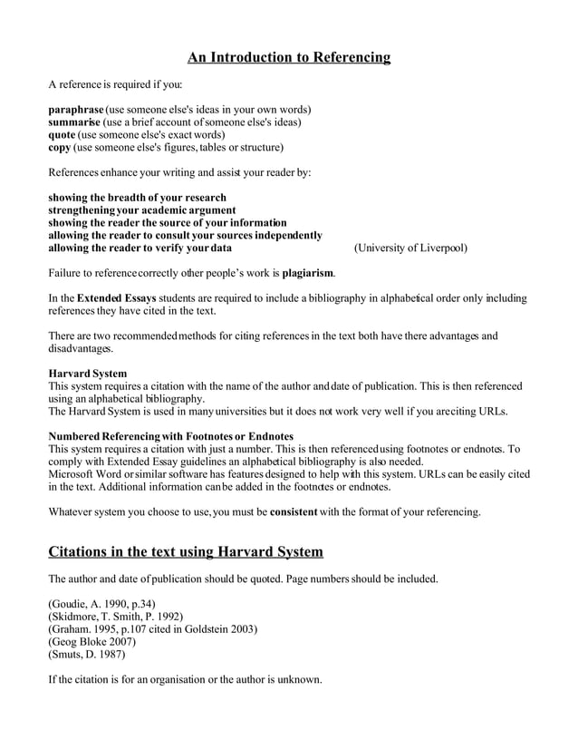 Guide To Referencing Your Extended Essay | DOC | Desktop Publishing ...