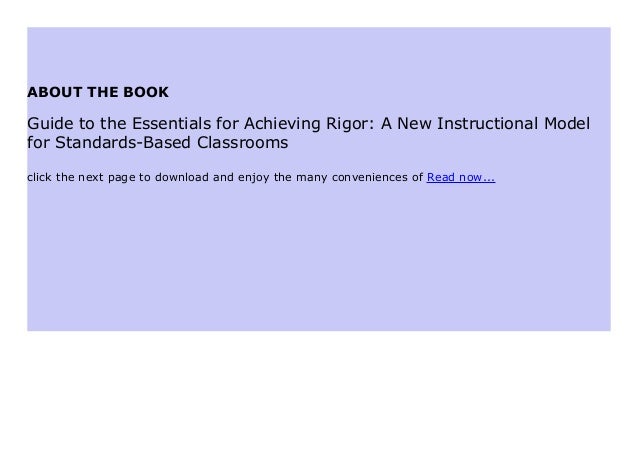 Guide to the Essentials for Achieving Rigor: A New Instructional Model ...