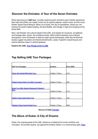 UAE tour Packages | PPT
