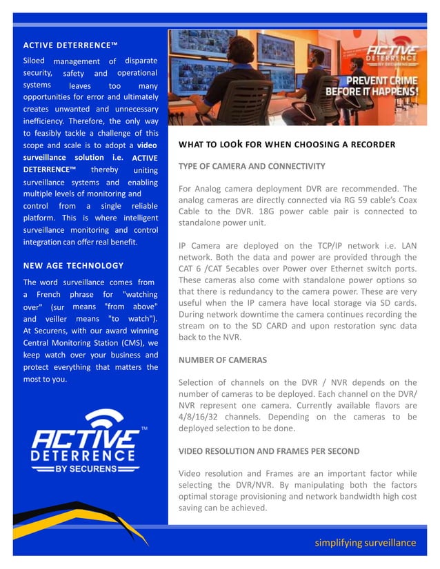 Video Security System - Securens | PDF