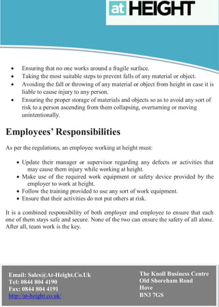 A Complete Guide to Working at Height Regulations by At-Height | PDF