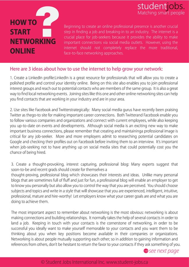 Guide # 1 how to start networking | PDF