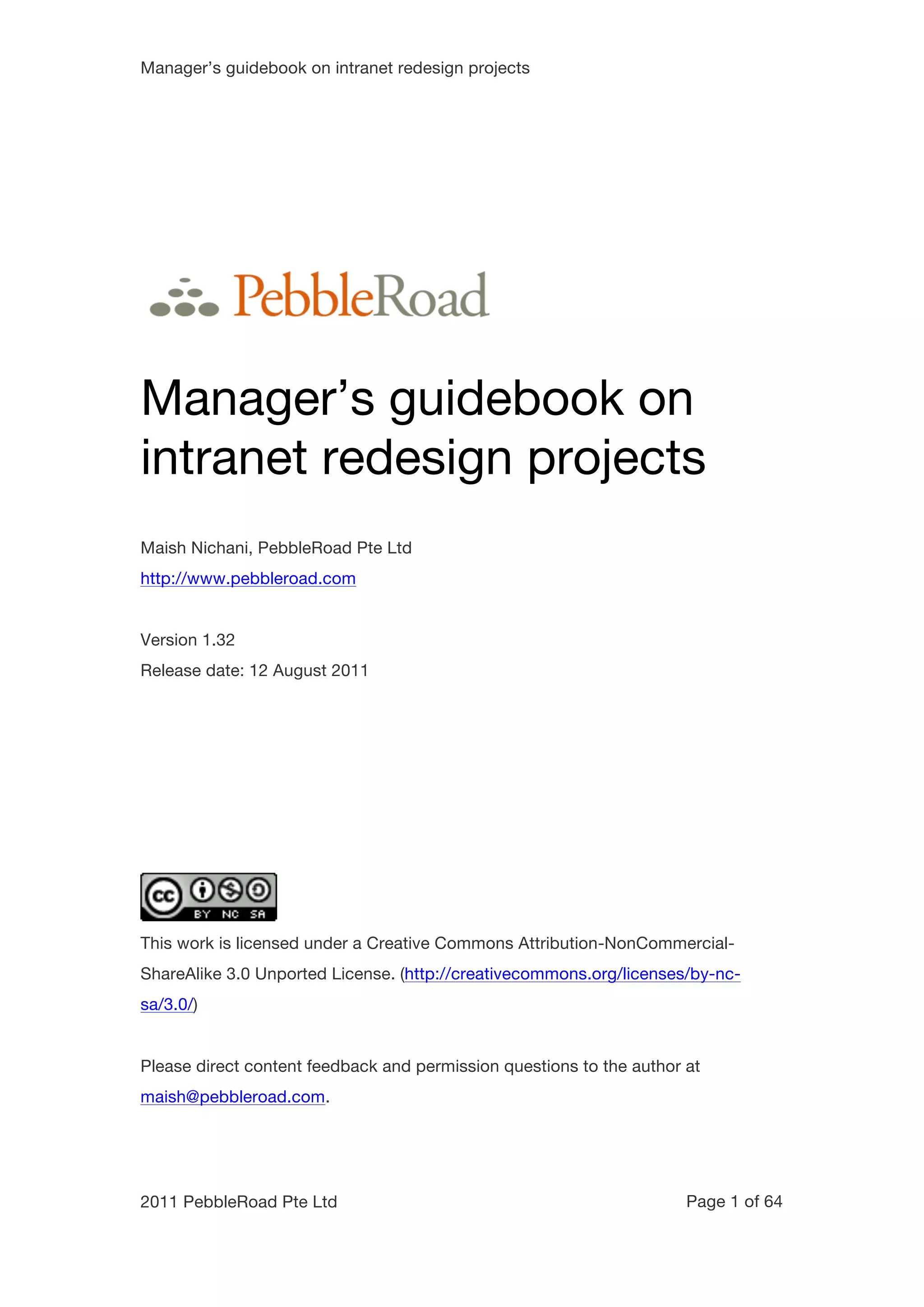 Manager's guidebook on intranet redesign projects | PDF
