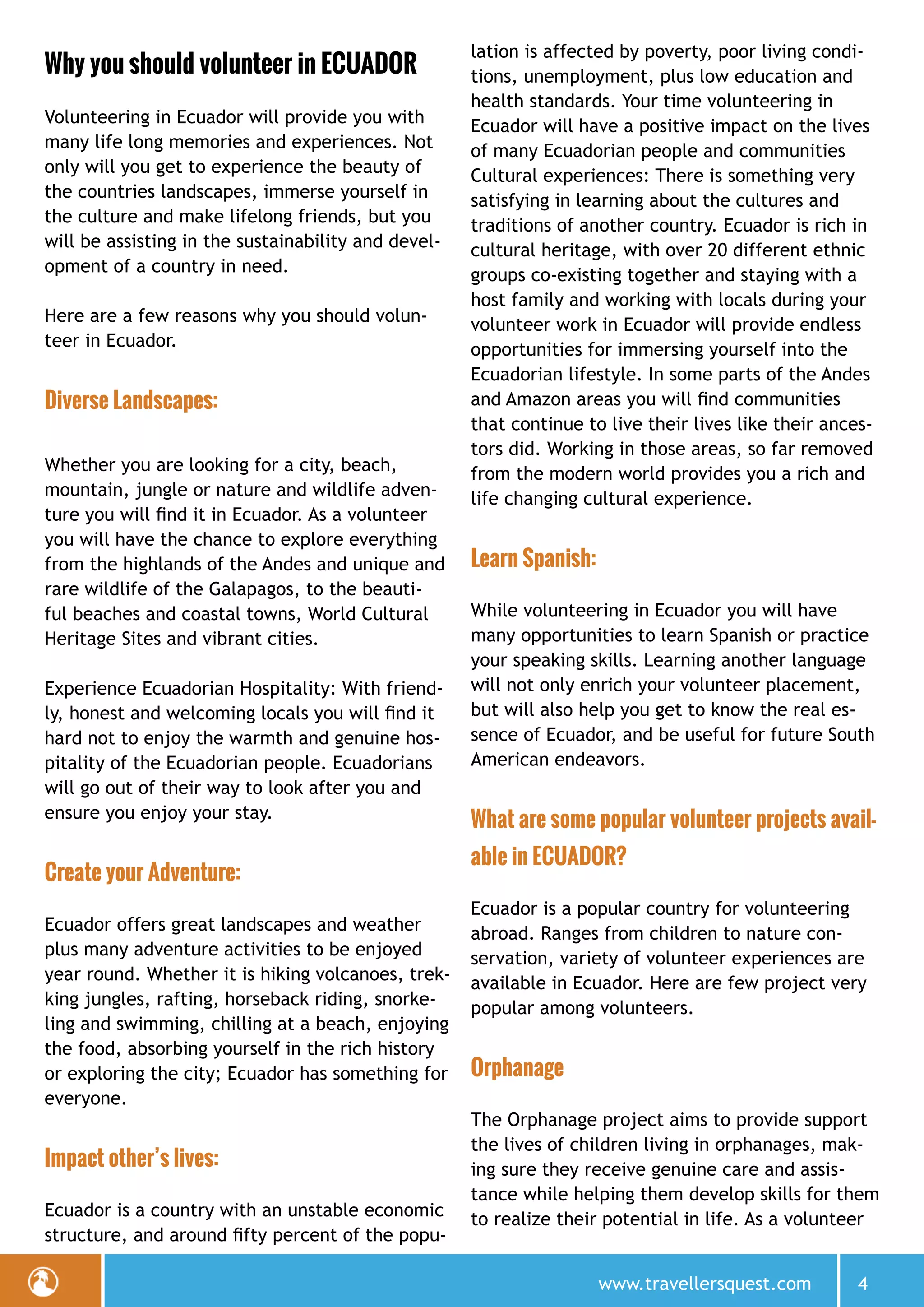 Ecuador Volunteering - A Comprehensive Guide | PDF