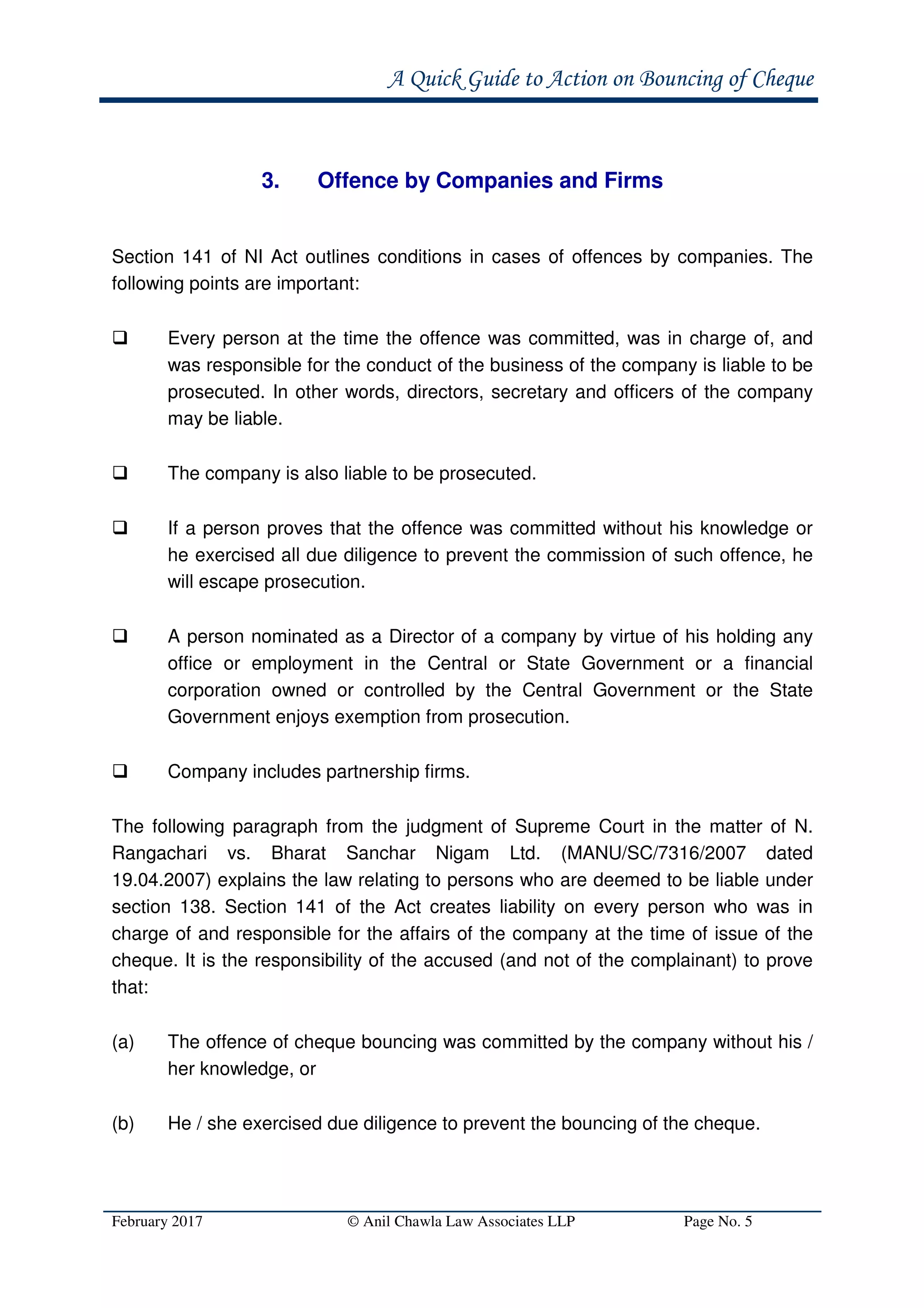A Quick Guide to Action on Bouncing of Cheque | PDF