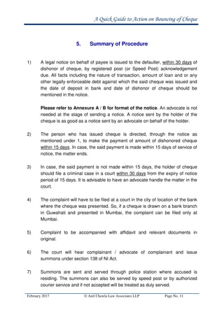 A Quick Guide to Action on Bouncing of Cheque | PDF