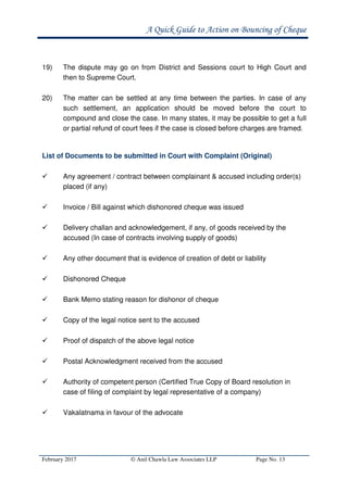 A Quick Guide to Action on Bouncing of Cheque | PDF