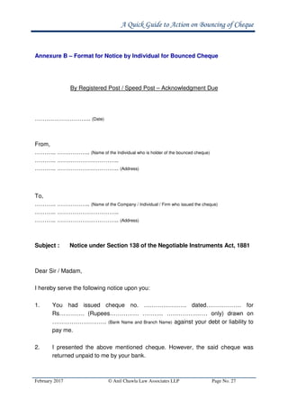 A Quick Guide to Action on Bouncing of Cheque | PDF