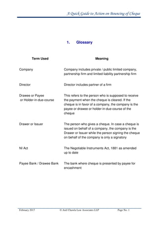 A Quick Guide to Action on Bouncing of Cheque | PDF