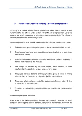 A Quick Guide to Action on Bouncing of Cheque | PDF