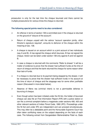 A Quick Guide to Action on Bouncing of Cheque | PDF