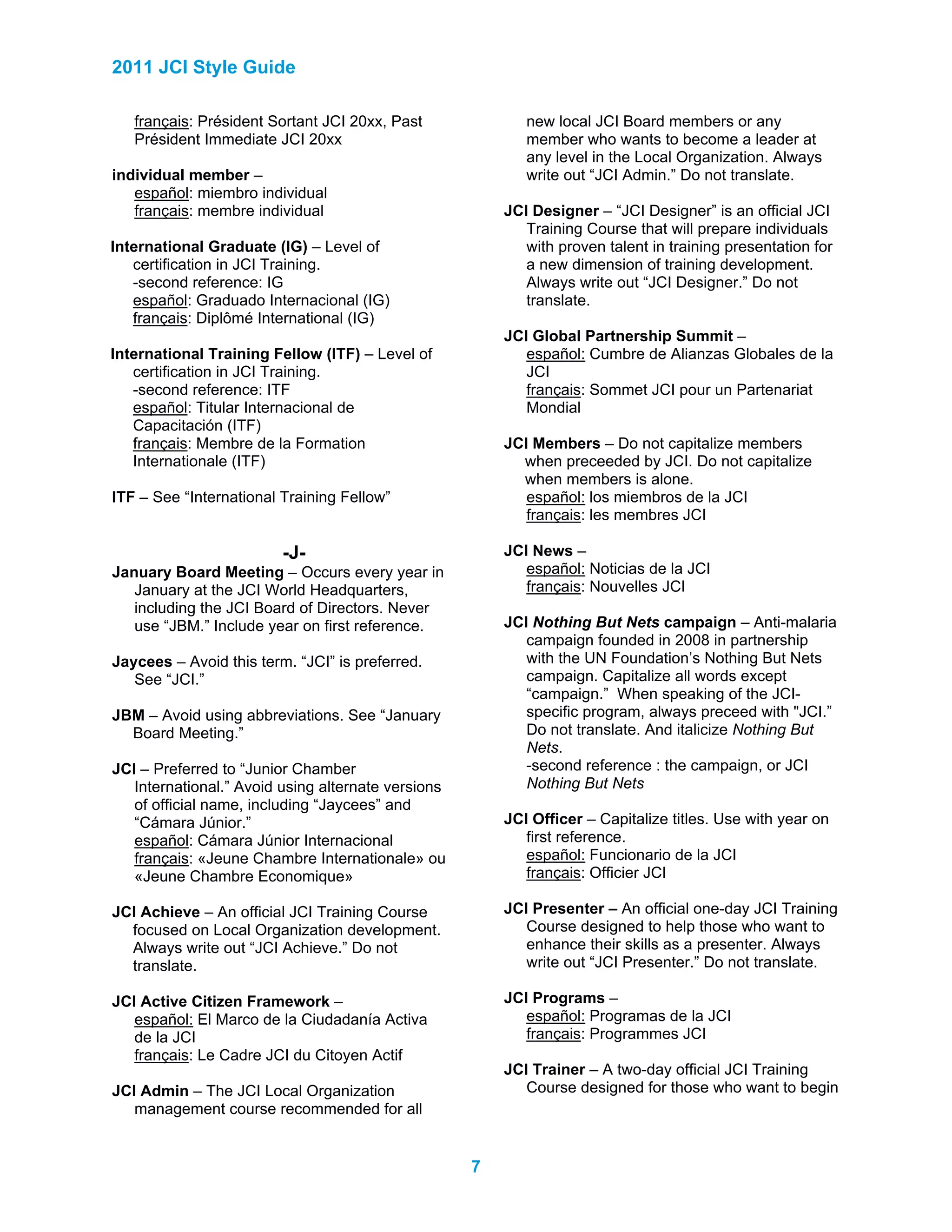 Guide des expressions JCI | PDF