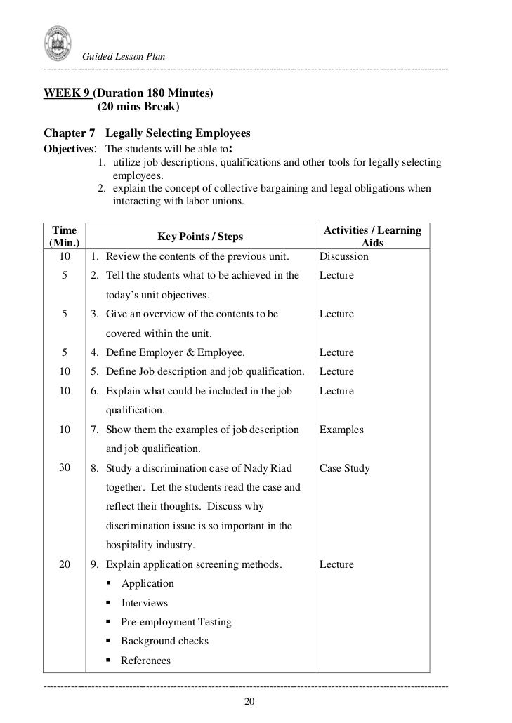 Guided lesson plan law