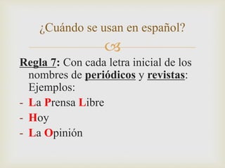 Guía para el correcto uso de mayúsculas en español | PPT