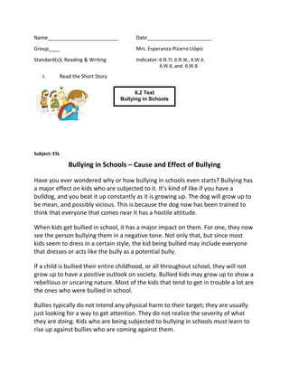 Guided questions bullying at school and short story1 | PDF | Parenting ...