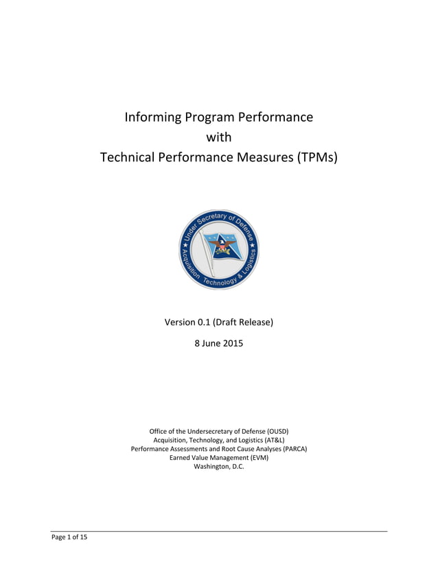 Informing Program Performance with Technical Performance Measures (TPMs) | PDF