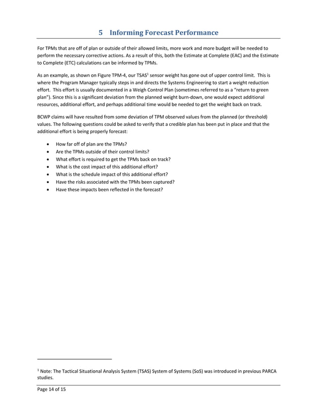 Informing Program Performance with Technical Performance Measures (TPMs) | PDF