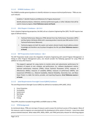 Informing Program Performance with Technical Performance Measures (TPMs) | PDF