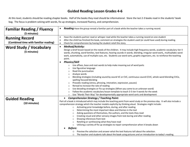 Guided reading lesson grades 4 6 | DOCX