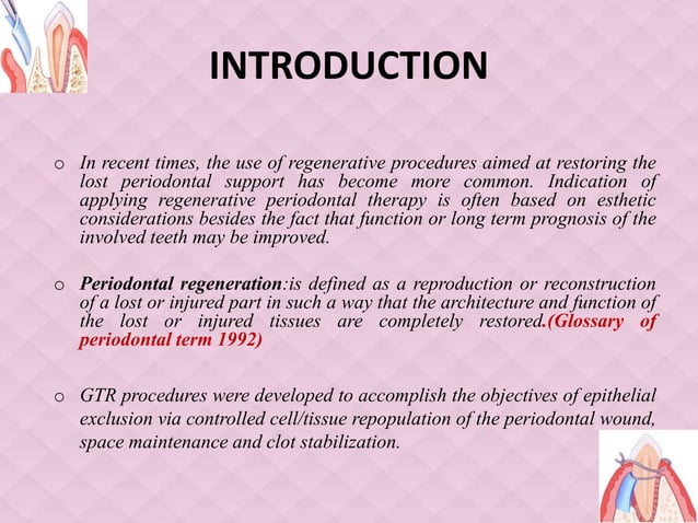 "GUIDED TISSUE REGENERATION" | PPTX | Dental Health | Diseases and Conditions
