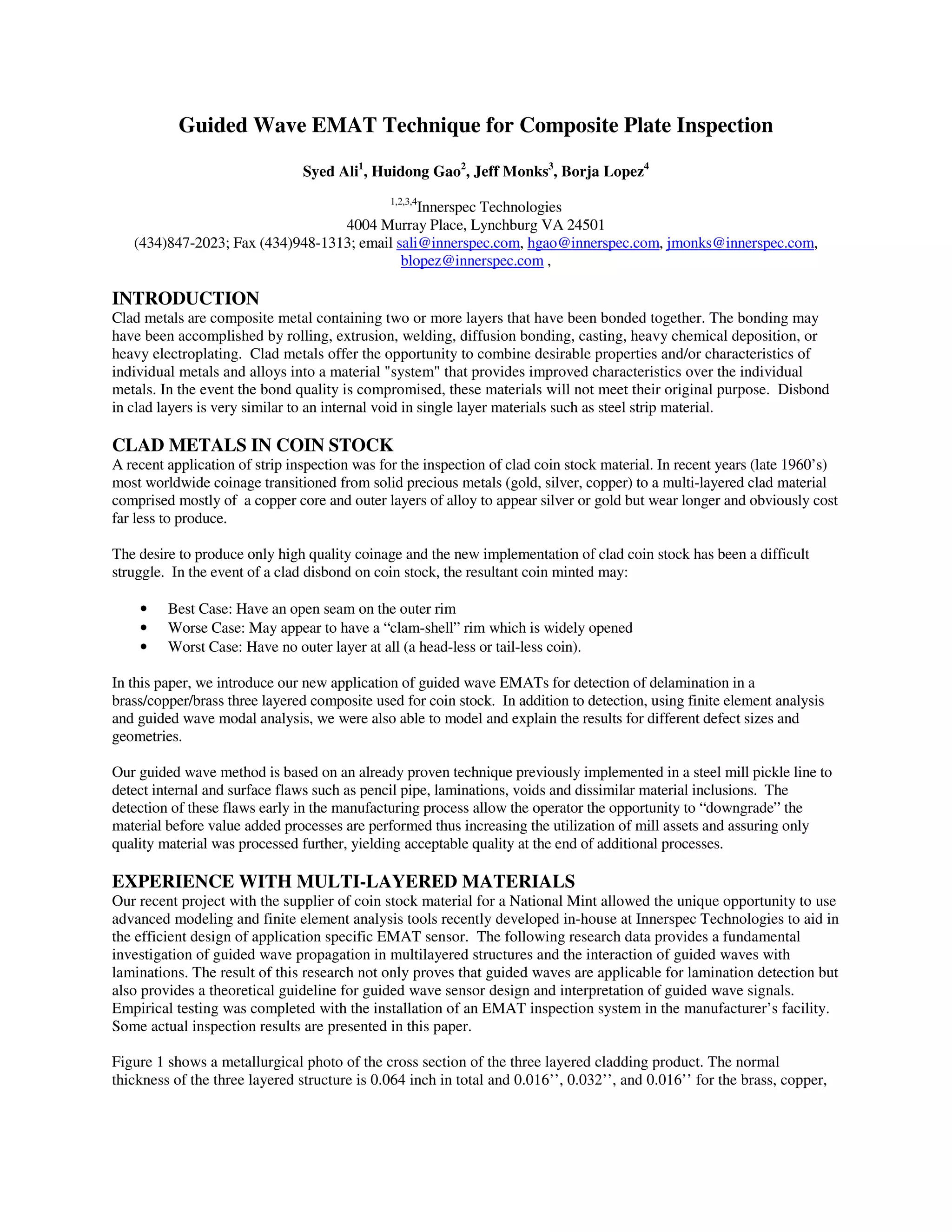 Guided Wave EMAT Technique for Composite Plate Inspection | PDF