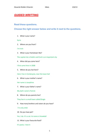 Guided writting corregido | DOCX | Television | Entertainment