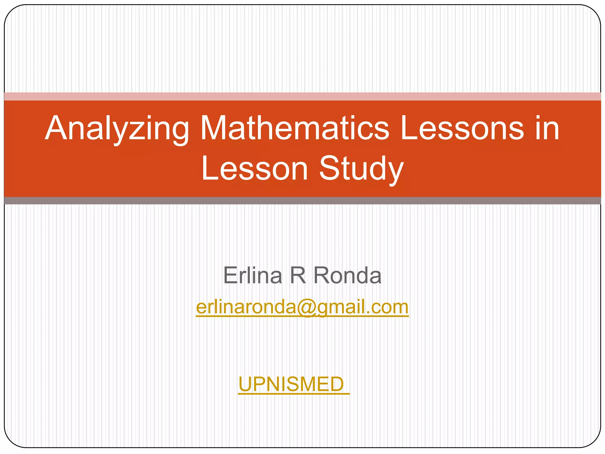 Planning and analyzing mathematics lesson | PPTX
