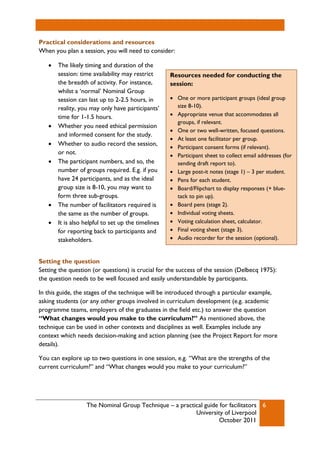 The Nominal Group Technique – a practical guide for facilitators | PDF