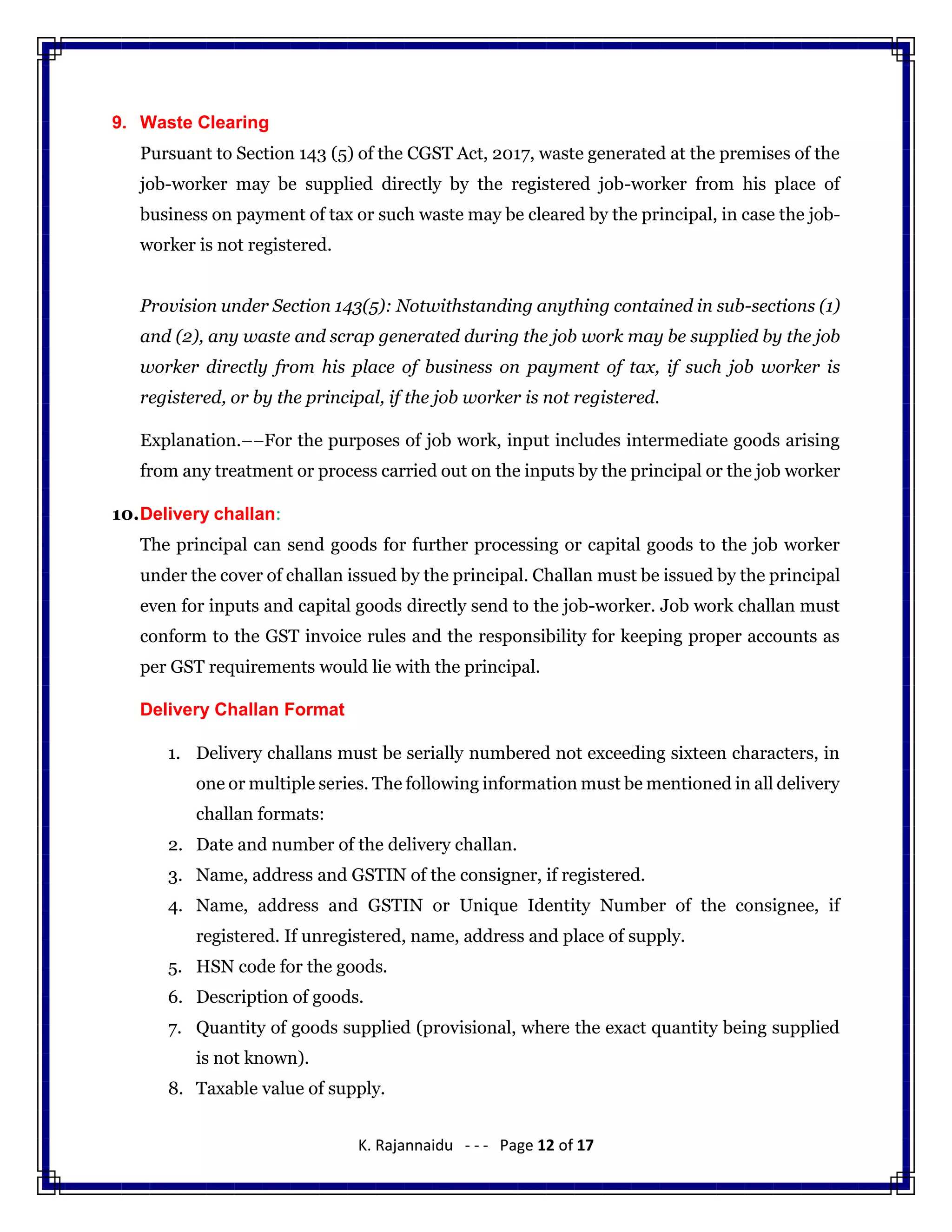 Guide for job work under gst | PDF