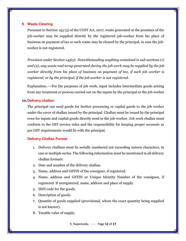 Guide for job work under gst | PDF