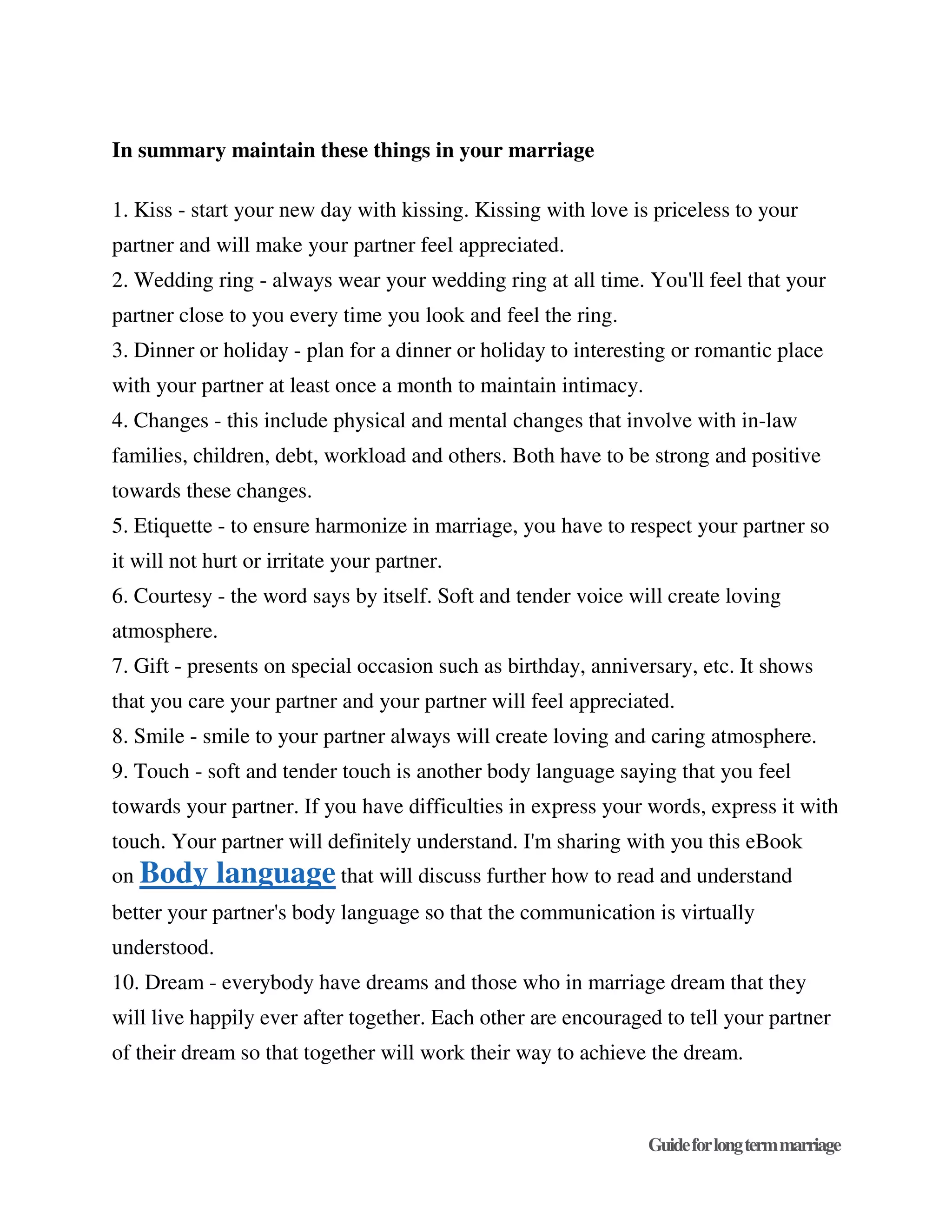 Guide for long term marriage | PDF