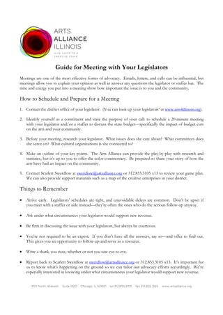 Guide For Meeting With Your Legislators | PDF