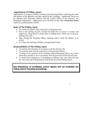 Guide for polling agents -updated feb 2008 | PDF | Civic affairs | Politics