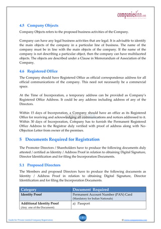 Guide for Private Limited Company Registration | PDF