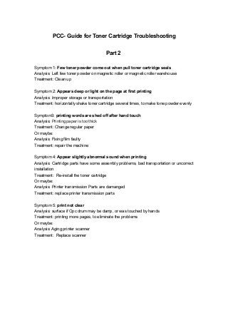PCC- Guide for toner cartridge troubleshooting