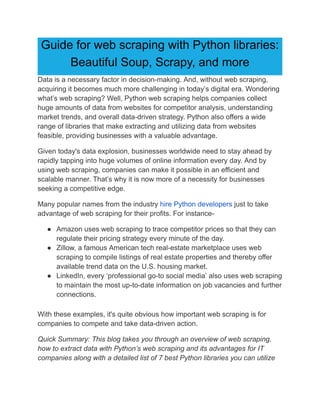 Guide for web scraping with Python libraries_ Beautiful Soup, Scrapy, and more.pdf