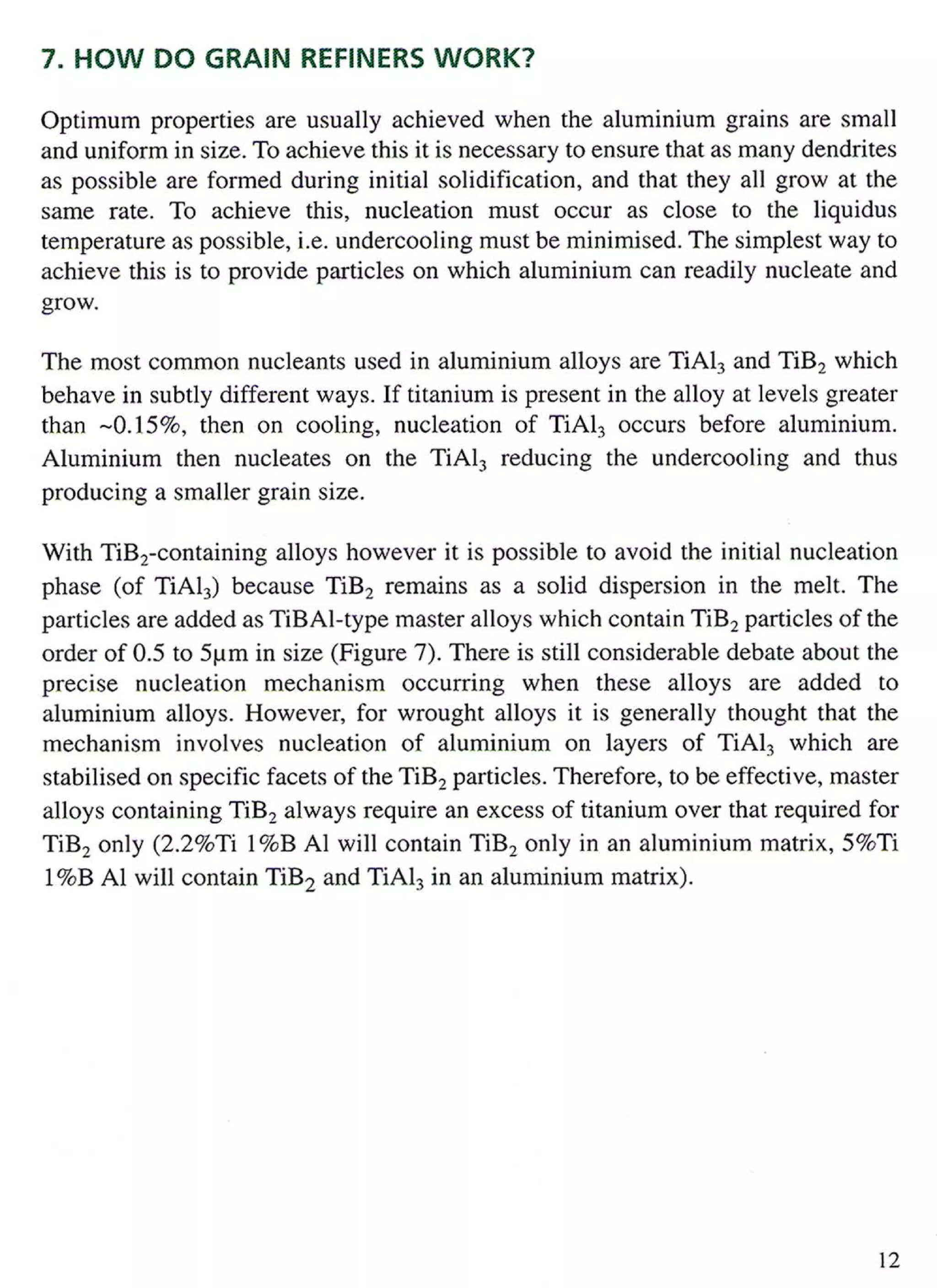 Grain Refinement of Aluminum Silicon Foundry Alloys | PDF