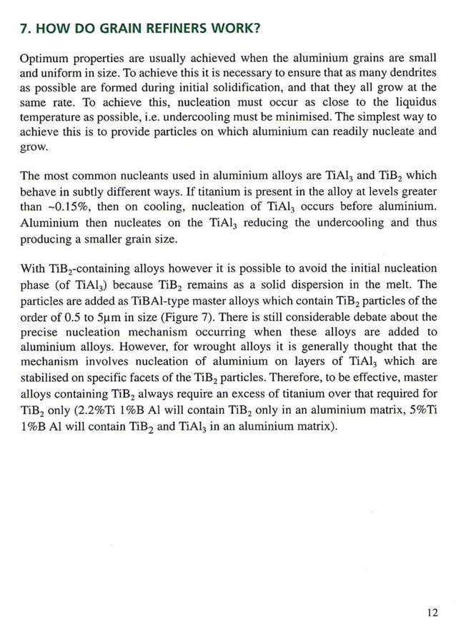 Grain Refinement of Aluminum Silicon Foundry Alloys | PDF