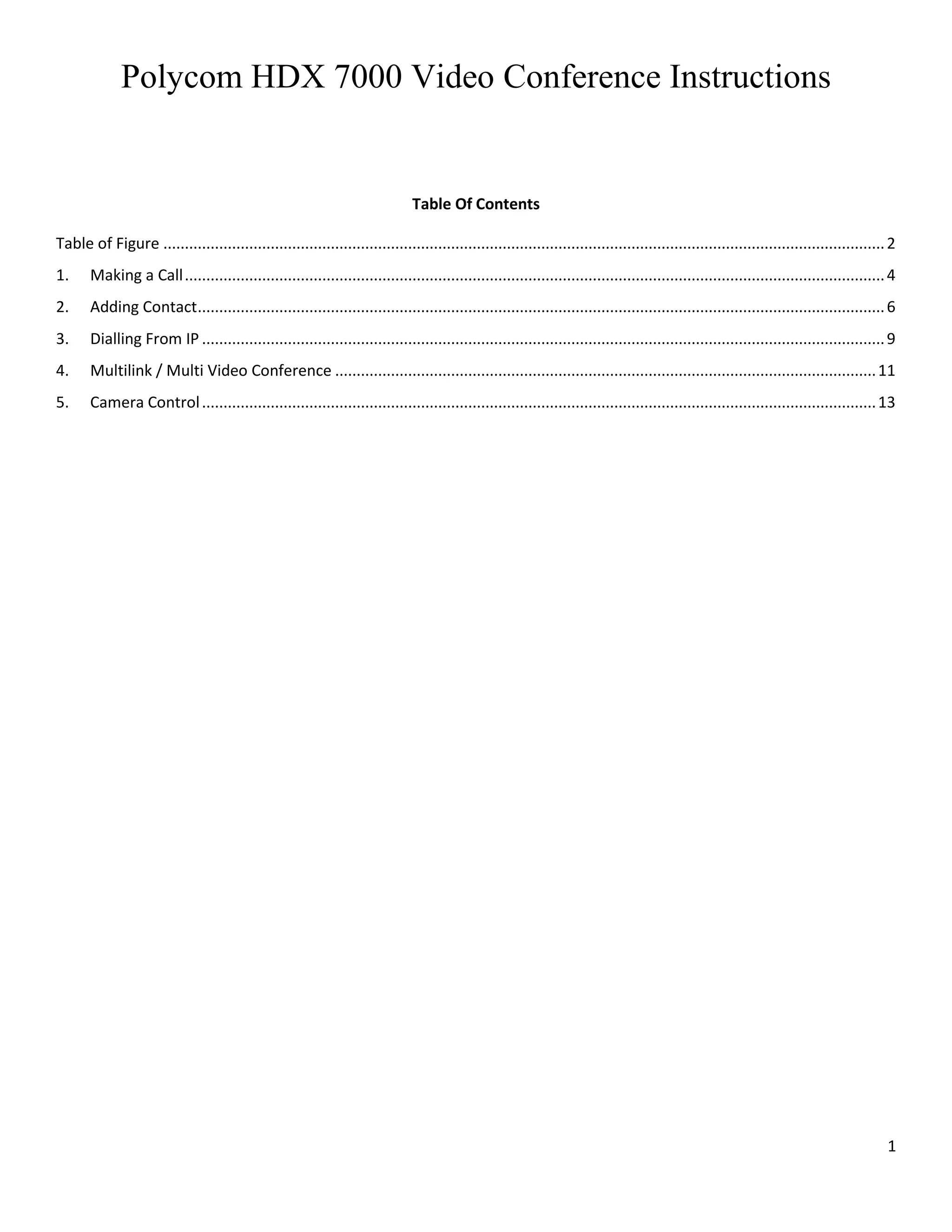 Polycom HDX 7000 Video Conference Instructions | PDF
